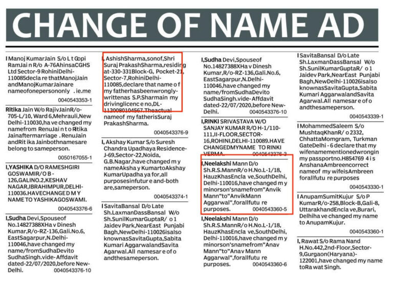 Book Change of Name Ad in Newspaper - Book Online with Ease